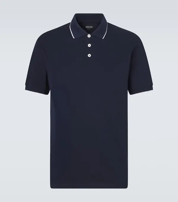 Giorgio Armani Cotton Piqué Polo Shirt - Blue