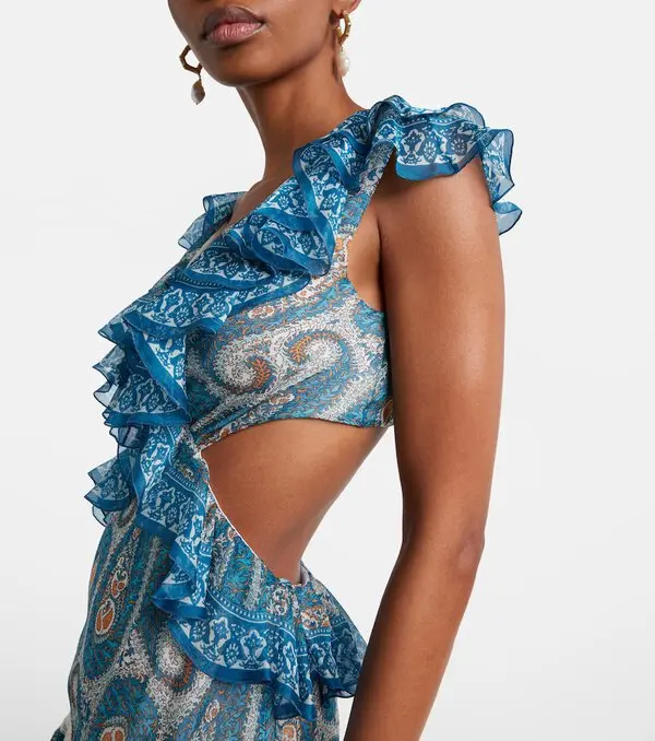 Etro Paisley Lace-trimmed Silk Maxi Dress