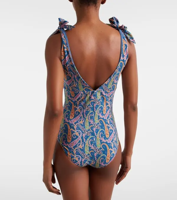 Etro Paisley Print One Piece Swimsuit - Blue