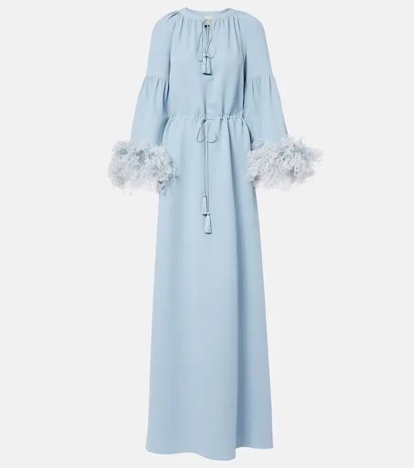 Valentino Garavani Cady Couture Feather-trimmed Gown - Blue