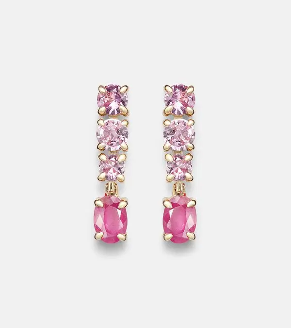 STONE AND STRAND 14kt Yellow Earrings With Pink Sapphire And Ruby - Gold