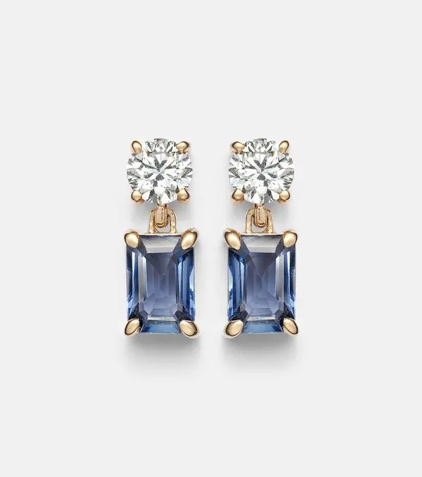 STONE AND STRAND 14kt Diamond And Sapphire Earrings - Gold