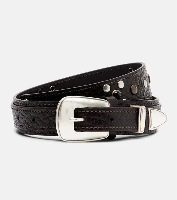 LEMAIRE Studded Leather Belt - Brown