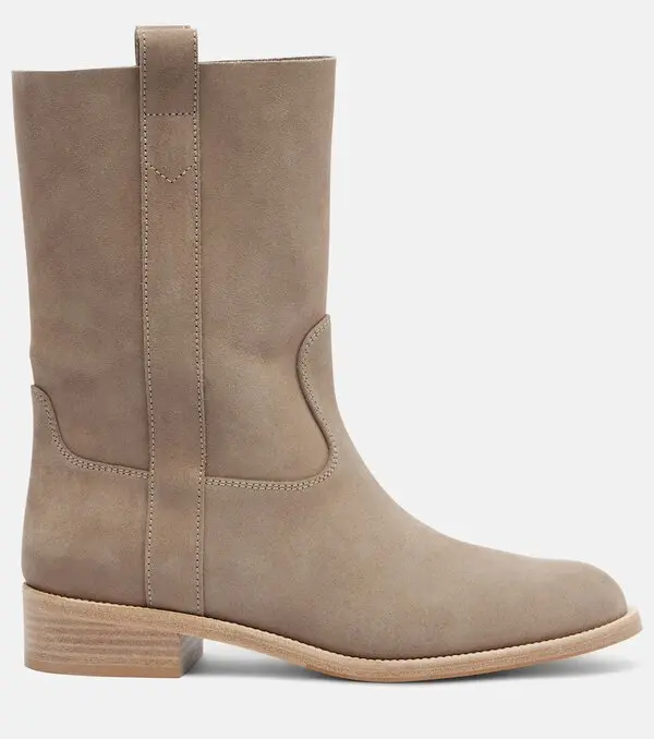 AQUAZZURA Cavalière Suede Ankle Boots - Beige