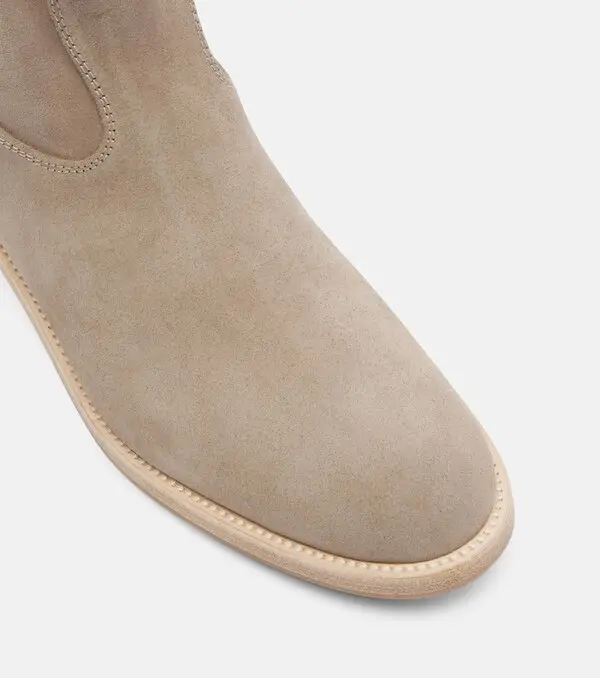 AQUAZZURA Cavalière Suede Ankle Boots - Beige