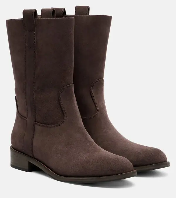 AQUAZZURA Cavalière Suede Ankle Boots - Brown