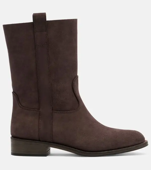 AQUAZZURA Cavalière Suede Ankle Boots - Brown