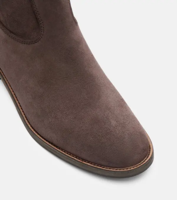 AQUAZZURA Cavalière Suede Ankle Boots - Brown