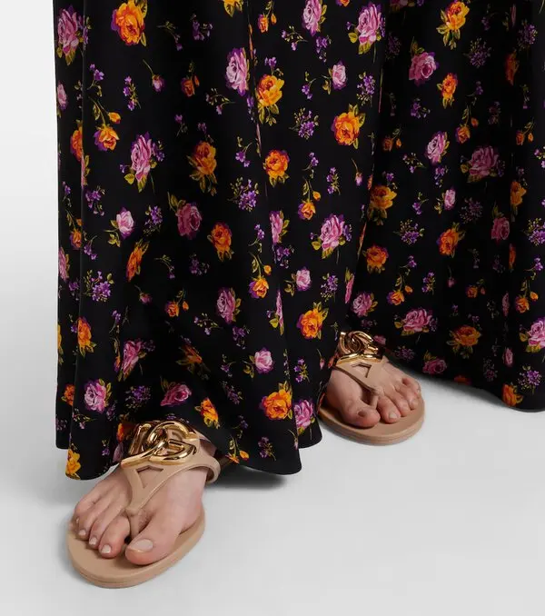 Dolce & Gabbana Thong Sandals With Dg Logo Detail - Brown