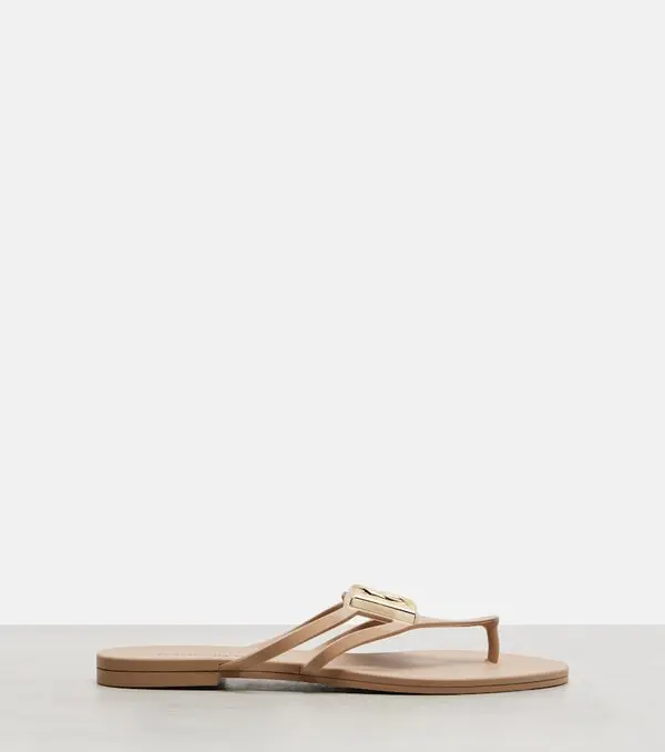 Dolce & Gabbana Thong Sandals With Dg Logo Detail - Brown