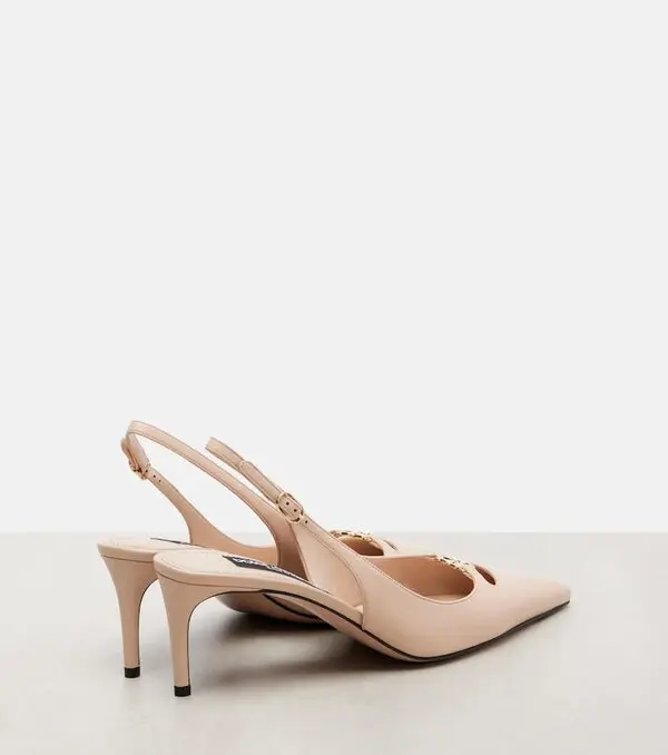 Dolce & Gabbana Lollo Dg Leather Slingback Pumps - Beige