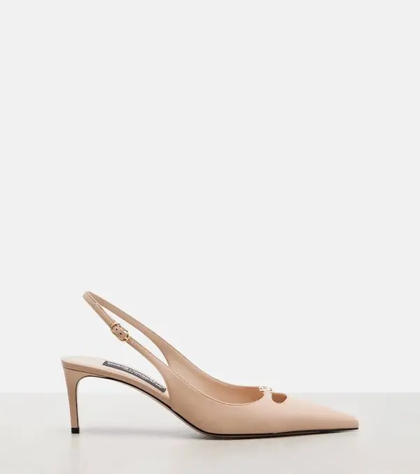 Dolce & Gabbana Lollo Dg Leather Slingback Pumps - Beige