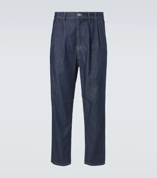 Brunello Cucinelli Pleated Tapered Jeans - Blue