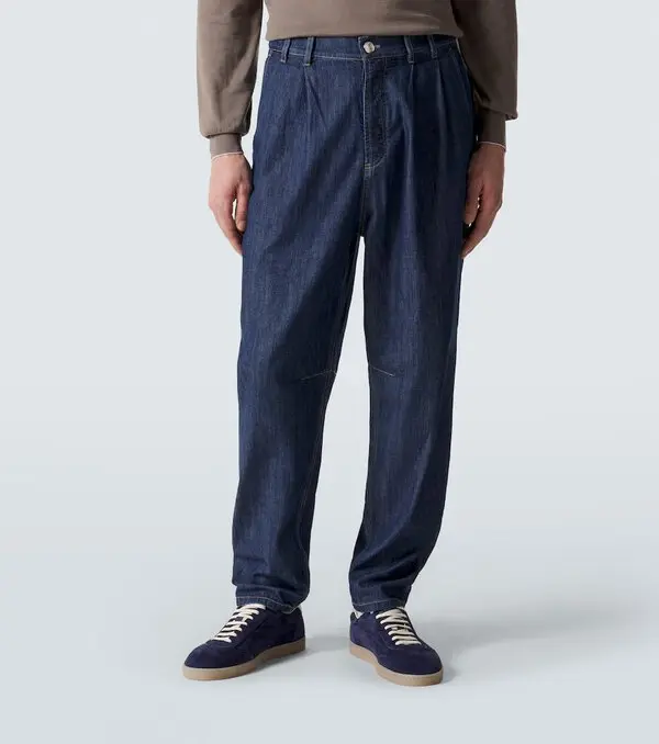 Brunello Cucinelli Pleated Tapered Jeans