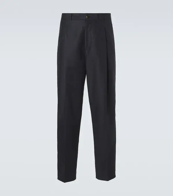 Brunello Cucinelli Tapered Cotton And Linen Pants - Blue