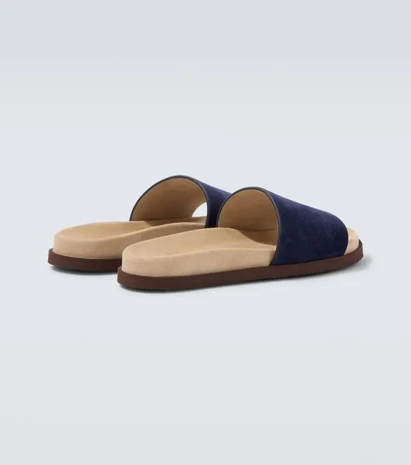 Brunello Cucinelli Suede Slides - Blue
