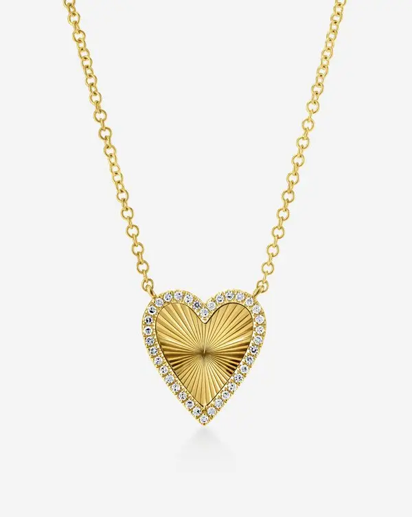 Ring Concierge Fluted Heart Diamond Pendant Necklace - One-color