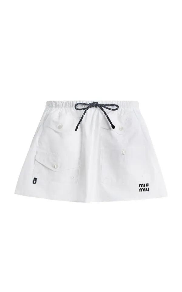 Miu Miu Cotton-poplin Mini Skirt - White
