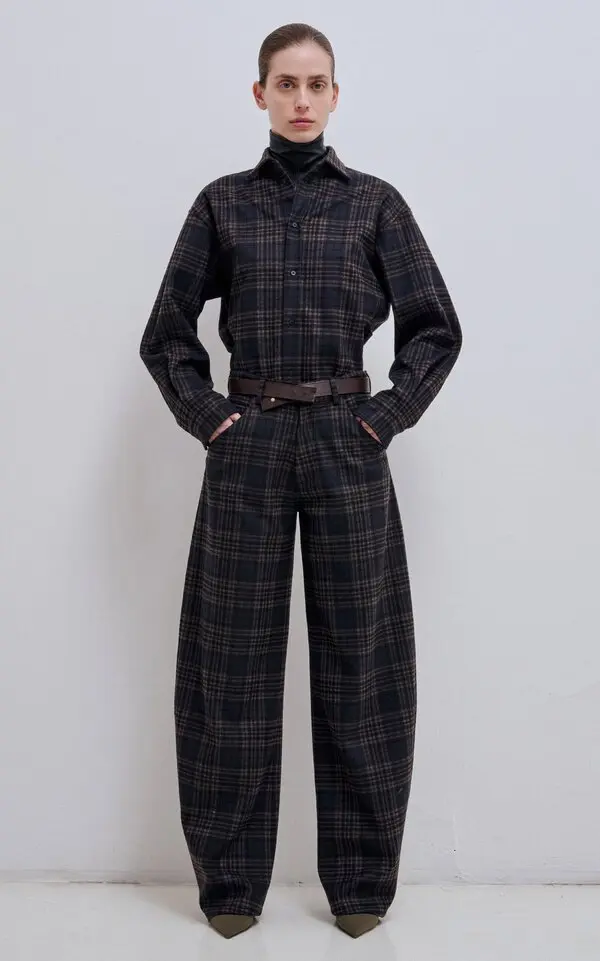 DARKPARK Khris Tartan Barrel-leg Pants