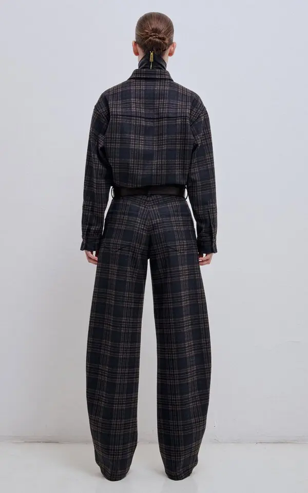 DARKPARK Khris Tartan Barrel-leg Pants