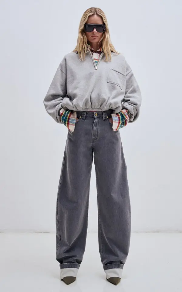 DARKPARK Alva Cotton Cropped Sweatshirt - Grey