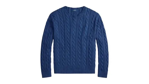 Polo Ralph Lauren Cotton Cable-knit Crewneck Sweater - Rustic Navy Blue Heather