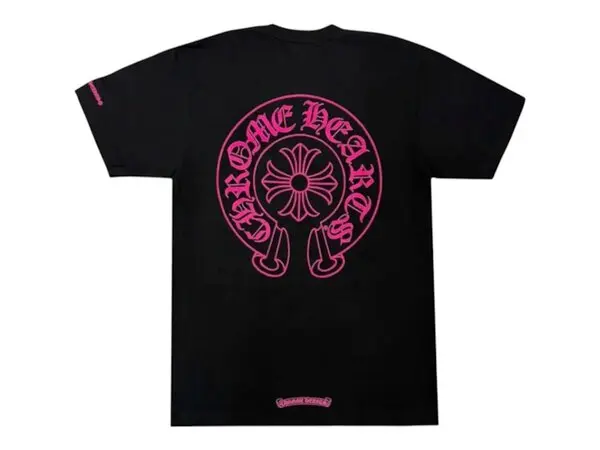 Chrome Hearts Pink Horseshoe Pocket Sleeve Tee Shirt - Black