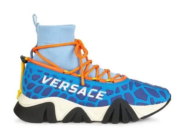 Versace Squalo Knit High-top Sneakers - Blue/orange