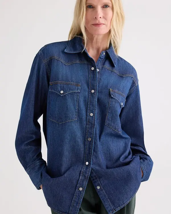 TWP Oversized Rancher Shirt - Dark Stone
