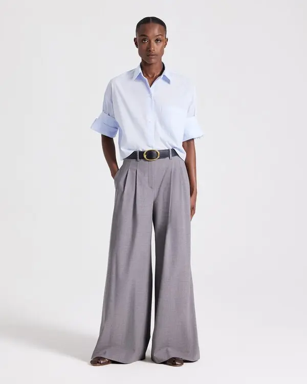 TWP Avery Soft Finish Stretch Wool Pant - Medium Heather Grey
