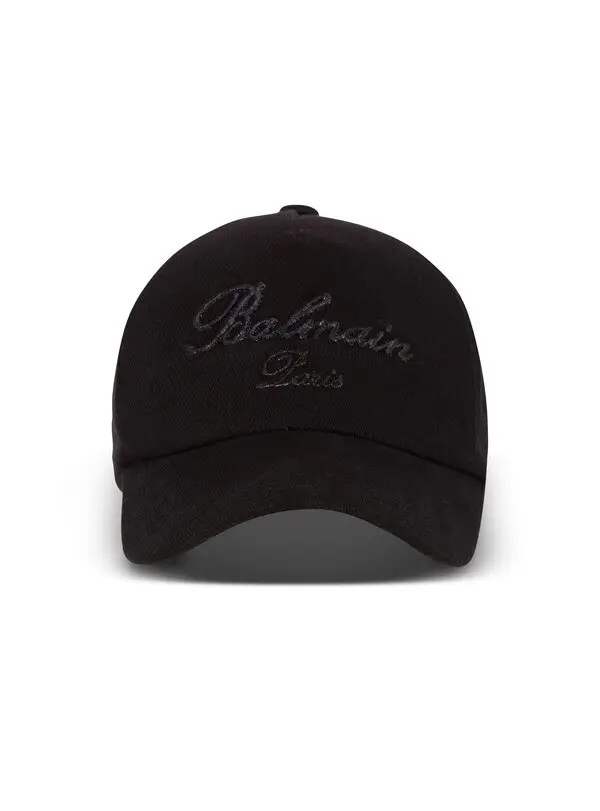 Balmain Cotton Baseball Cap With Embroidery - Black