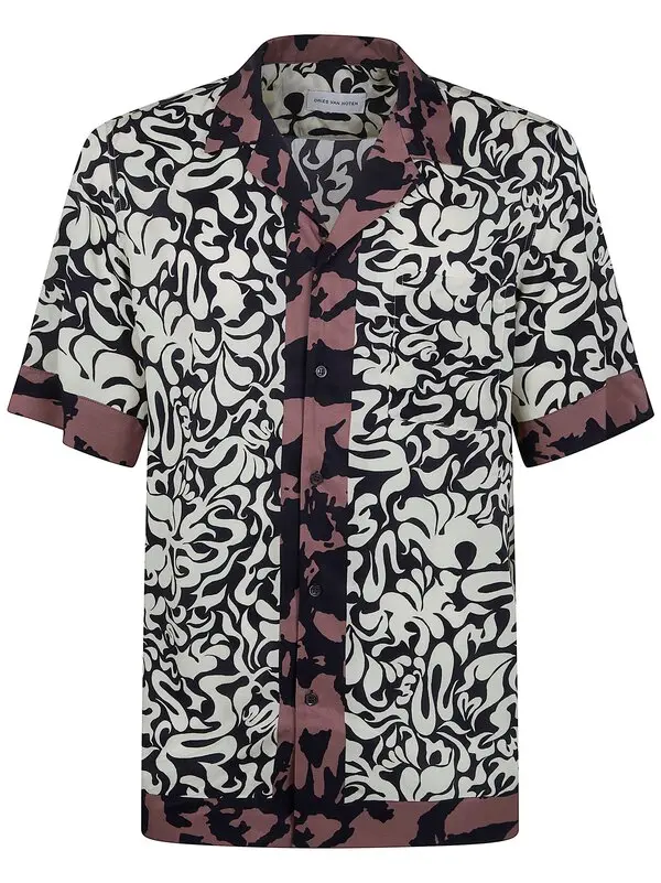 Dries Van Noten Carltone' Short Sleeves Print Shirt - Black