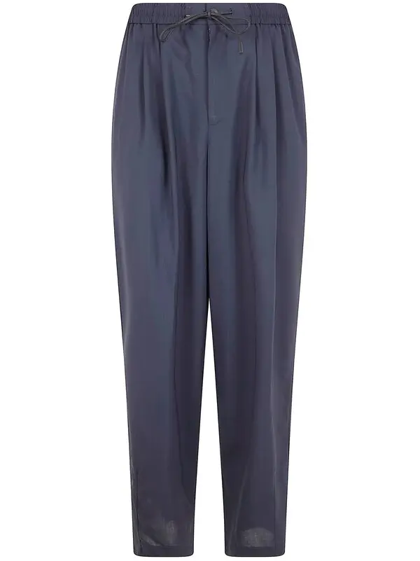 PT TORINO Wide Leg Trousers In Virgin Wool - Blue