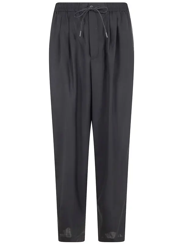 PT TORINO Wide Leg Trousers In Virgin Wool - Black