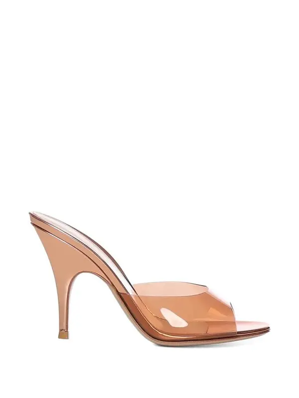 GIANVITO ROSSI Glass And Metal Mid Heel Sandals - Metallic