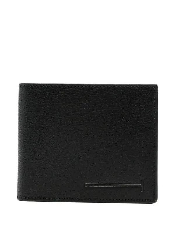 TOM FORD Supple Grain Leather Elongated T Line Classic Bifold Wallet W - Black