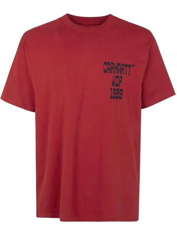 Carhartt Work In Progress Short Sleeves "blocks" Organic Cotton T-shirt - Red
