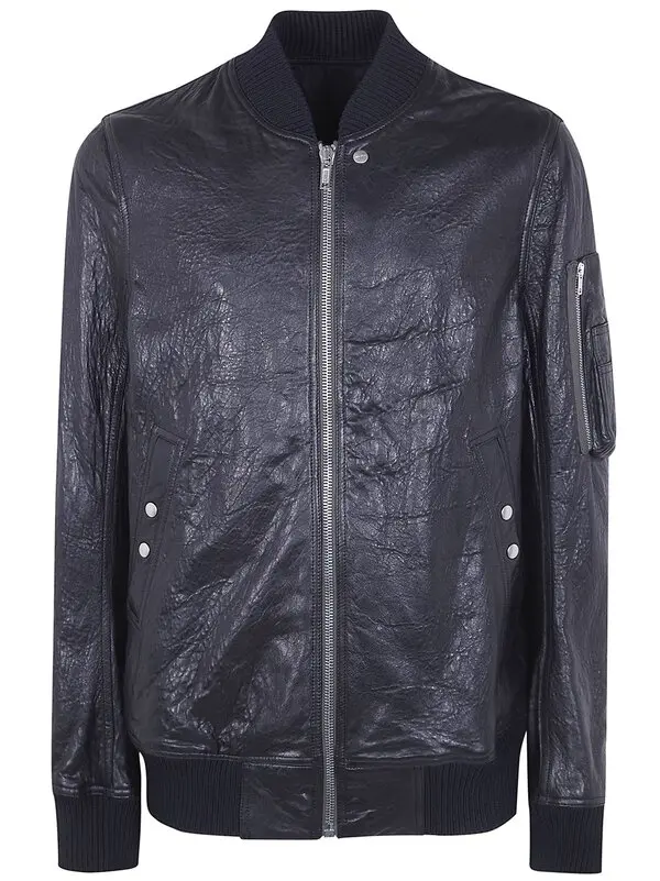 Rick Owens Leather Bomber Jacket - Black