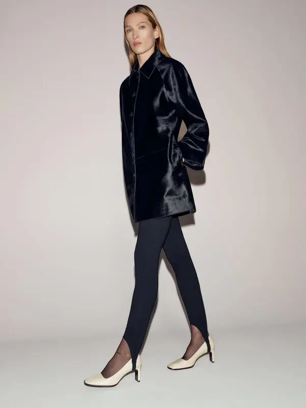 REFORMATION Veda Celine Calfhair Leather Jacket - Black
