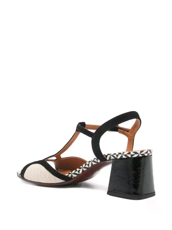 Chie Mihara Patterned T-strap Sandals - Black