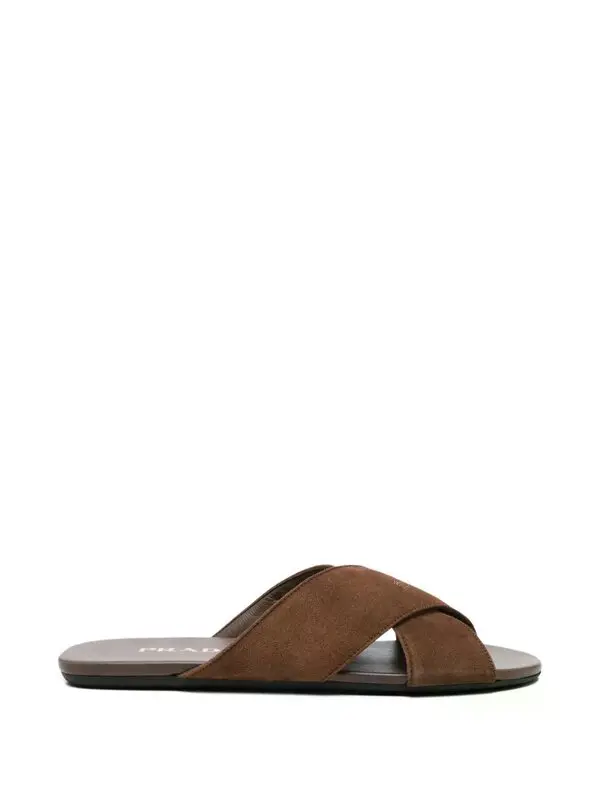 Prada Suede Criss-cross Slides