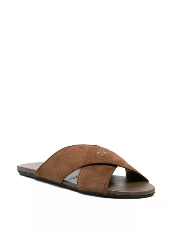 Prada Suede Criss-cross Slides