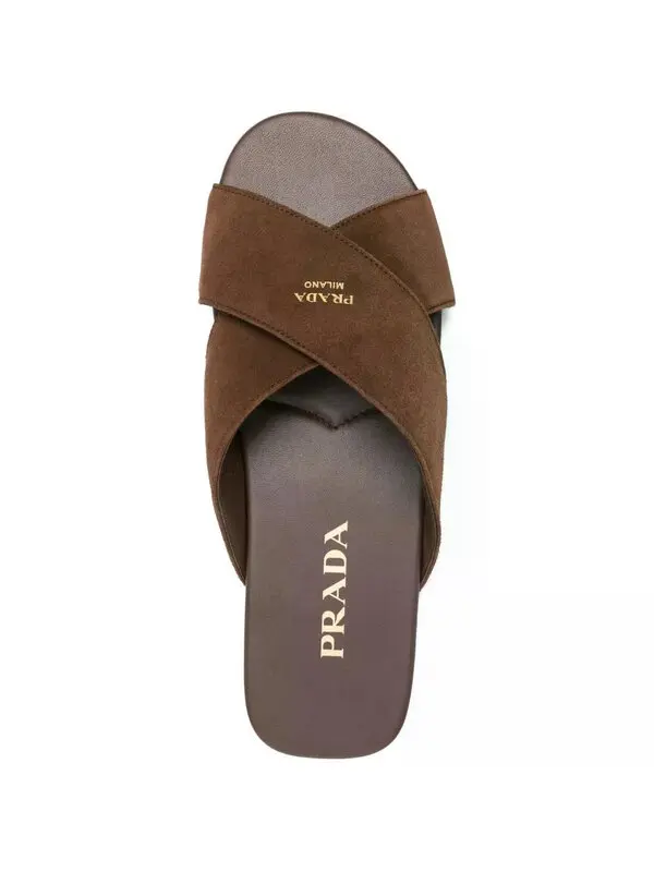 Prada Suede Criss-cross Slides