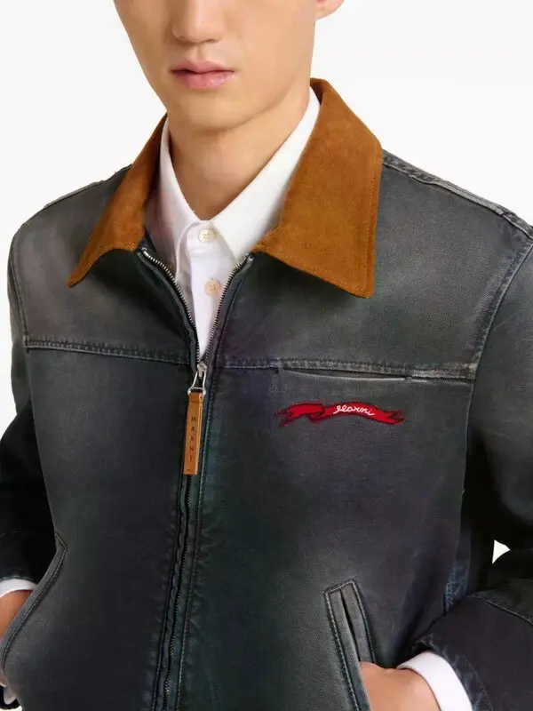Marni Contrast Suede-collar Denim Jacket