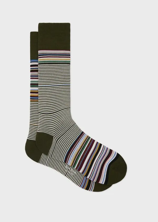 Paul Smith Signature Stripe Odd Socks - Brown