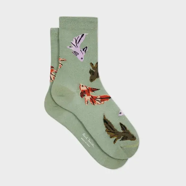 Paul Smith Cotton-blend 'fish' Crew Socks - Green