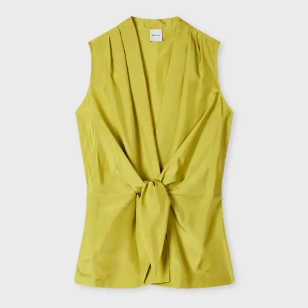 Paul Smith Silk Front Tie Top - Green