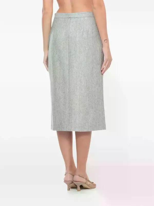 Antonelli Firenze Herringbone Midi Skirt With Front Slit