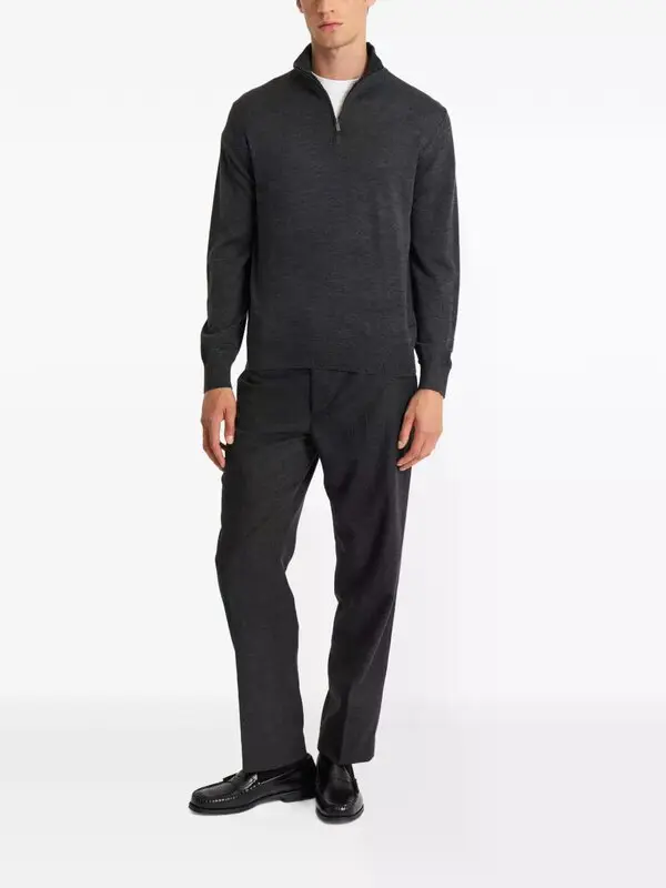 Pringle Of Scotland Quarter-zip Wool Sweater - Grey