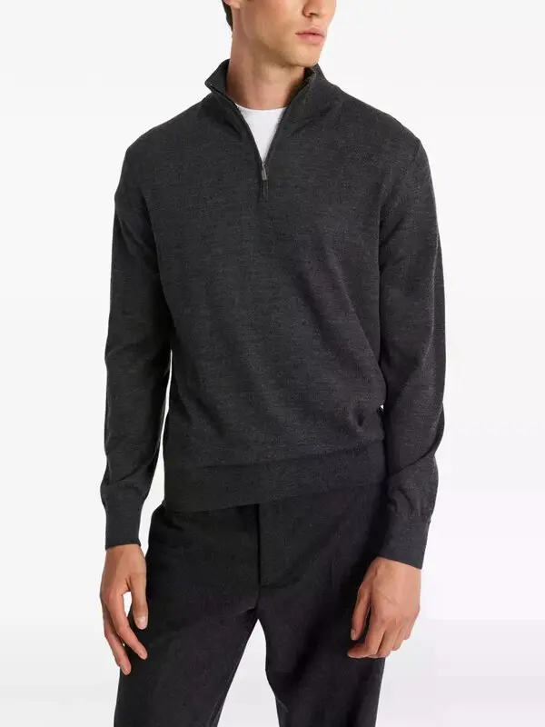 Pringle Of Scotland Quarter-zip Wool Sweater - Grey